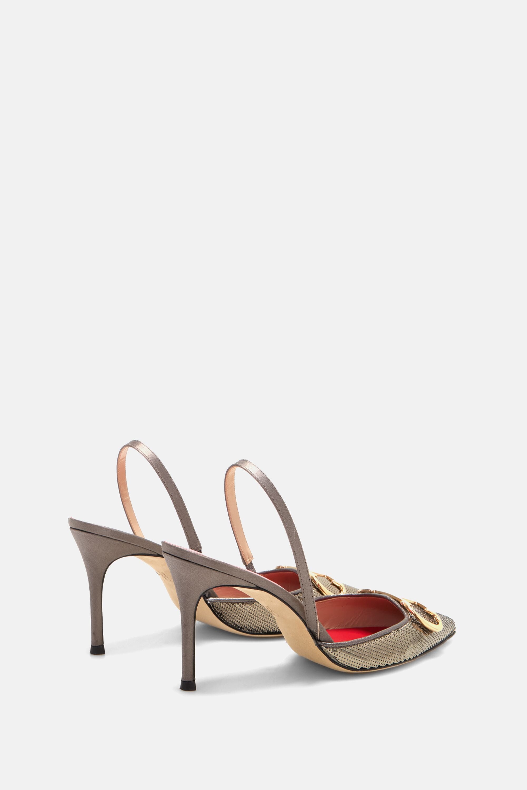 Initials Insignia 80 Sequined Slingback Point-toe Pumps Initials Insignia 80 Sequined Slingback Point-toe Pumps