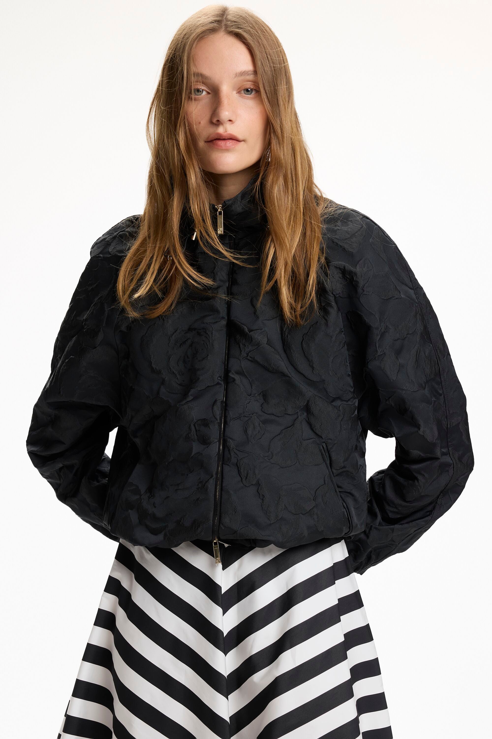 Cloqué Jacquard Bomber Jacket black - CH Carolina Herrera United States