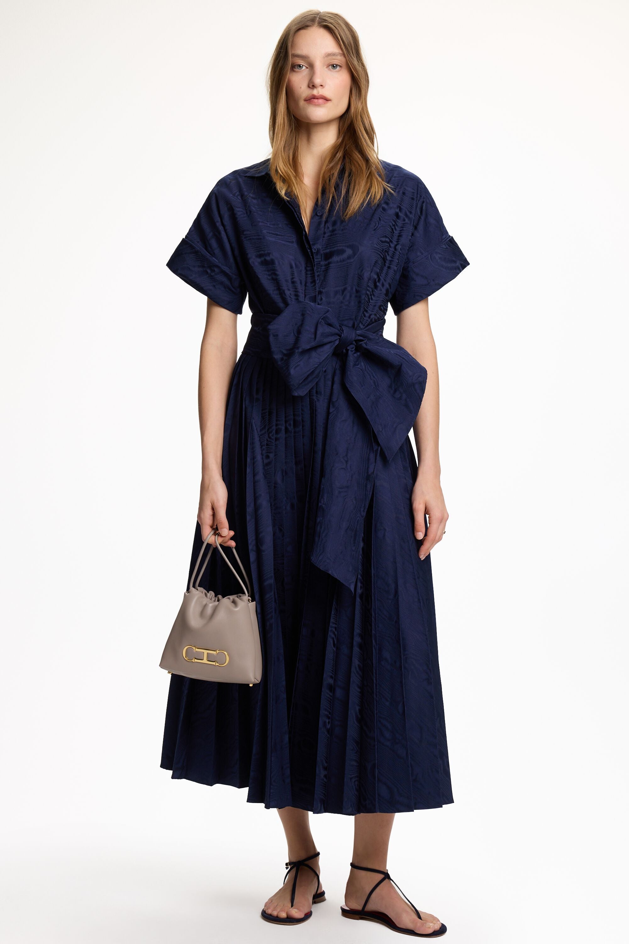 Moiré Midi Shirt Dress navy - CH Carolina Herrera United States