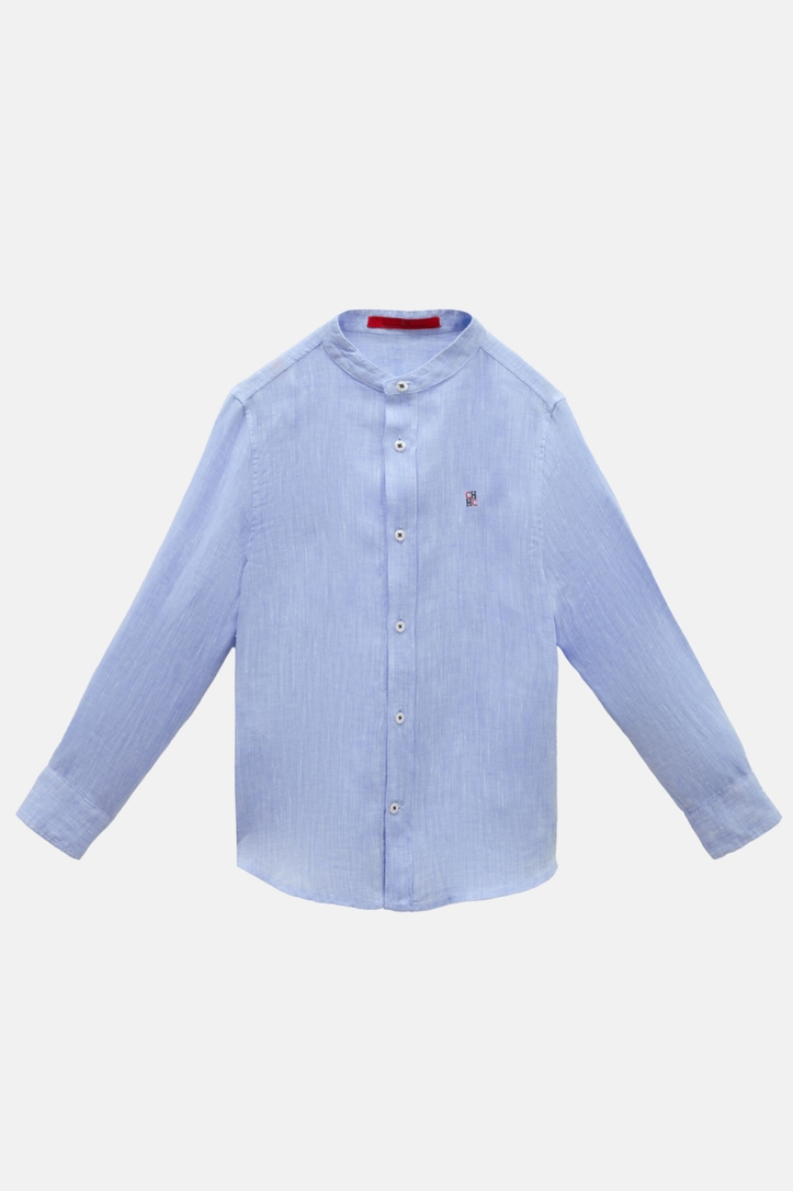 Linen Shirt with Mandarin Collar sky blue - CH Carolina Herrera Germany